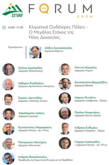 Ο Ανδρέας Βασιλόπουλος στο πάνελ του FORUM 2024 (ΣΠΑΥ) για κλιματικά ...